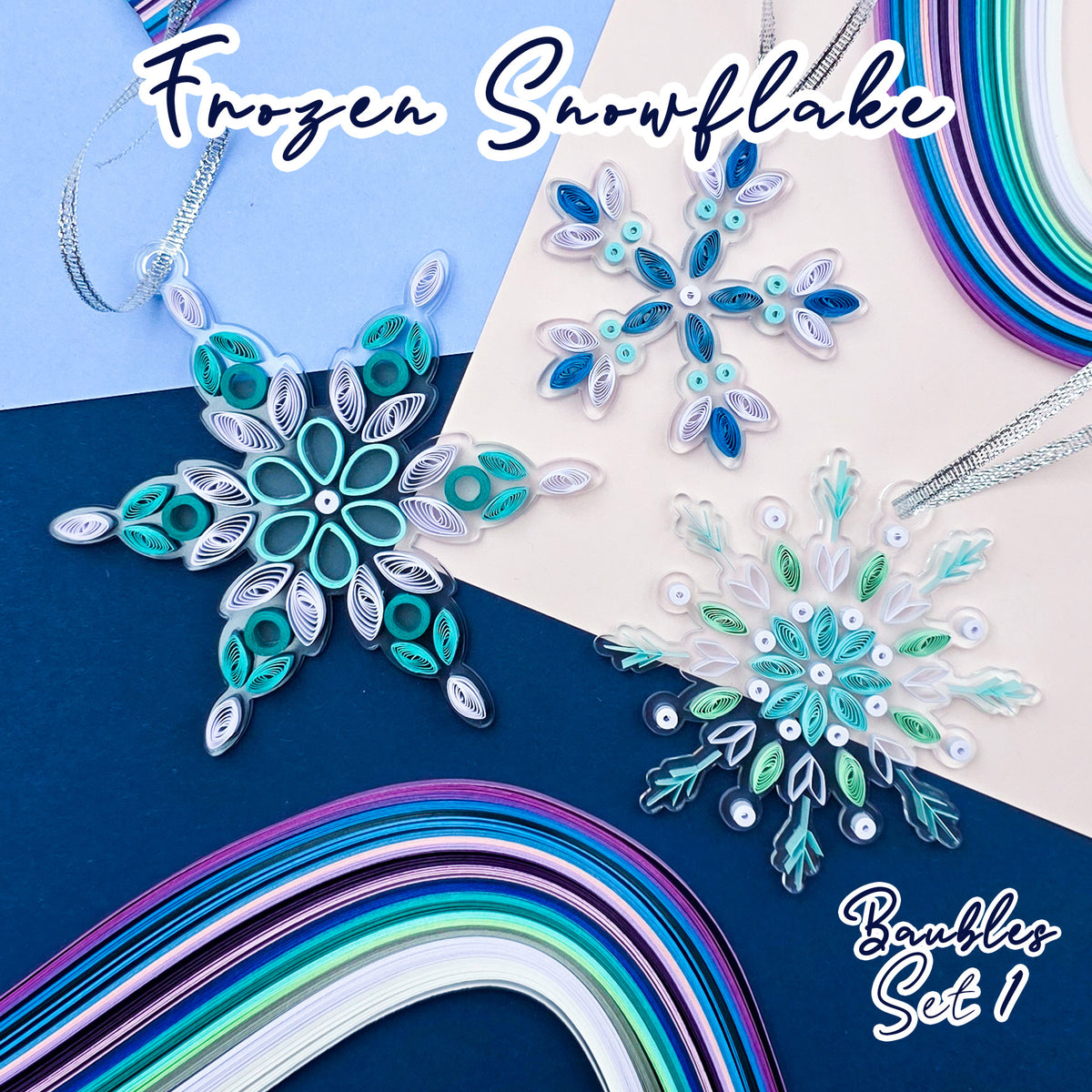 Frozen Snowflake Baubles Blue - Set 1 – TillyViktor Ltd